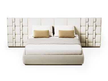 JUBILEE PLUS XL Leather king size bed with upholstered headboard By ...