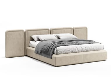 ORION XL.24 Leather double bed with upholstered headboard By Capital ...