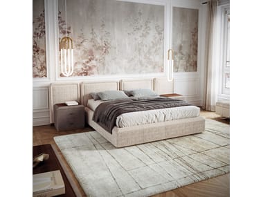 ORION XL.24 Leather double bed with upholstered headboard By Capital ...