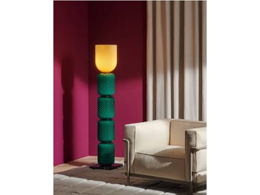 FICUPALA Blown glass floor lamp with marble base By Cassina
