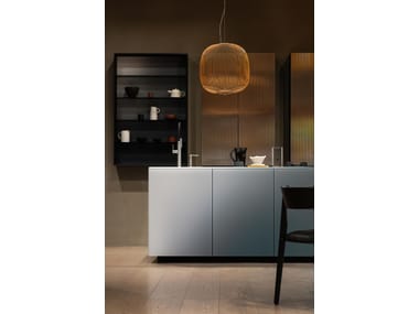 TANGRAM WITH ‘L’ GRIP EDGE Etched glass kitchen By Cesar