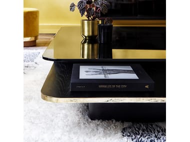 Coffee table for living room 70s style rectangular wood and glass ...