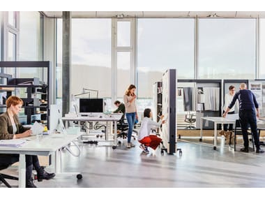 DANCING WALL Freestanding steel and wood office screen with casters By ...