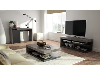 DETROIT Low rectangular wooden coffee table By TemaHome