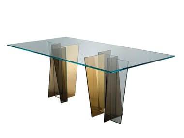 DIAPO 2 Rectangular glass table By Roche Bobois | design René Bouchara