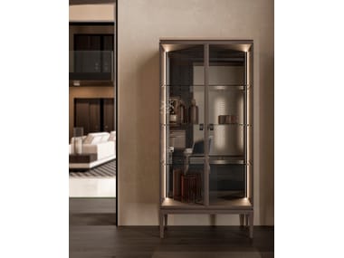 DRAGONFLY Walnut and glass display cabinet with integrated lighting By ...