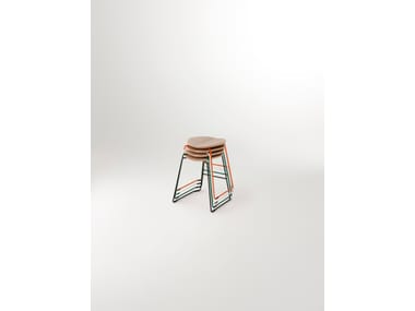 DUET | Low stool Sled base low stool with footrest By Ross Gardam