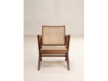 PROJECT CHANDIGARH Armchair in natural cane and teak with armrests By ...