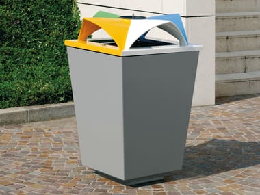 ECOMIX Steel litter bin with lid By Metalco | design Raffaele Lazzari