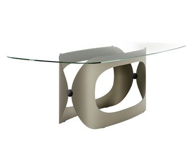 POLIFEMO Table with painted metal base and crystal top By EFORMA