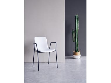 EVERY | Steel chair Polypropylene chair with armrests and base in steel ...