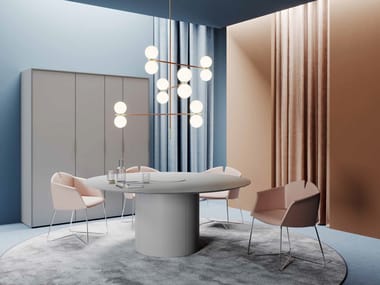 EXTRALIGHT Round meeting table with cable management By PROF