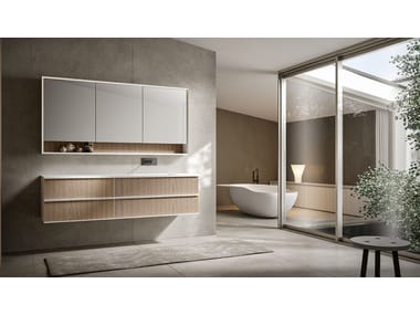 MIRROR WITH 45° CONTAINER AND OPEN COMPARTMENT Espelho By Edoné by Agorà