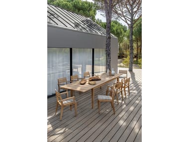 RIBOT Teak garden chair with armrests By Ethimo | design Marc Sadler