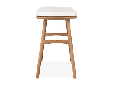 OSSO Upholstered teak garden stool with footrest By Ethnicraft