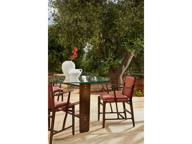 LEVANTE Mahogany and leather garden chair with armrests By Exteta