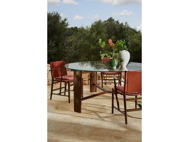 LEVANTE Mahogany and leather garden chair with armrests By Exteta