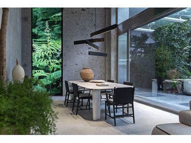 LEVANTE Mahogany and leather garden chair with armrests By Exteta