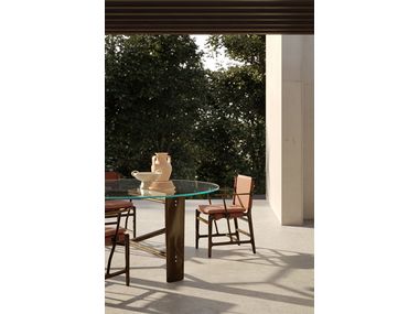 LEVANTE Mahogany and leather garden chair with armrests By Exteta