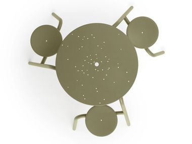 VIRUS 3-SEATER Round metal picnic table with integrated seats By ...