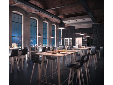 FINA BAR | Upholstered stool High upholstered leather stool with back ...