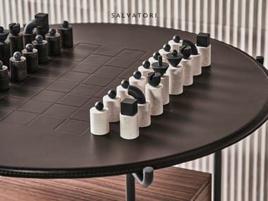 FLIRT Cuoietto leather chess table By Salvatori | design Luca Nichetto