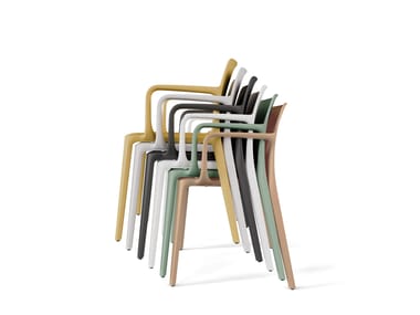 FLUIT Stackable polypropylene garden chair with armrests By ACTIU ...