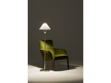 FUJI Contemporary style LED direct-indirect light alabaster floor lamp ...