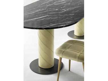 ROLLING 2B Oval marble dining table By Fasem | design Giancarlo Vegni