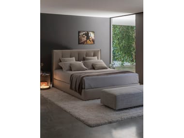KOI Fabric double bed with high headboard By Flou