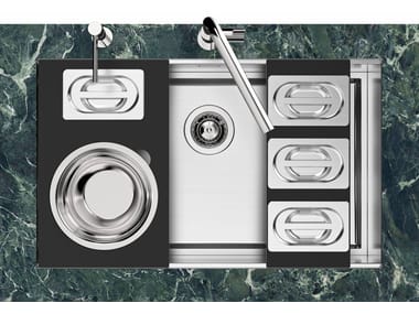 QUADRA EVO 53 GUN METAL SOTTOTOP Undermount single stainless steel sink ...