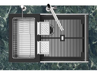 QUADRA EVO 53 GUN METAL SOTTOTOP Undermount single stainless steel sink ...
