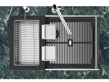 QUADRA EVO 74 GUN METAL SOTTOTOP Single undermount stainless steel sink ...