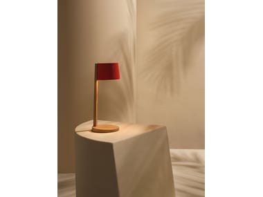 GAIA Teak Outdoor table lamp cordless By Ethimo | design Marc Sadler