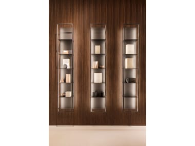 Wall-mounted floating bookcase with built-in lights GAP By Porro design ...