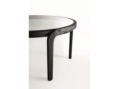 GENEA COFFEE TABLE GLASS TOP Round wood and glass coffee table By Passoni | design Atelier Oï