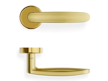 H1043 ALCINA Metal door handle on rose By Valli | design Matteo Thun