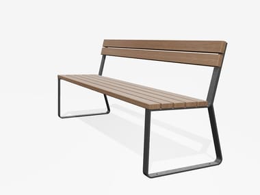 HENRY Steel and wood bench with back By miramondo