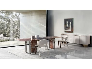 NOVA Rectangular marble dining table By HESSENTIA | Cornelio Cappellini | design Luca Erba