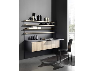 Wall-mounted wooden storage wall with secretary desk HOME OFFICE By ...