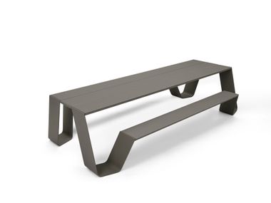 Powder coated aluminium picnic table with integrated seats HOPPER ...