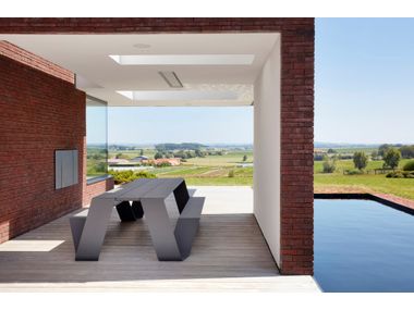 Powder coated aluminium picnic table with integrated seats HOPPER ...
