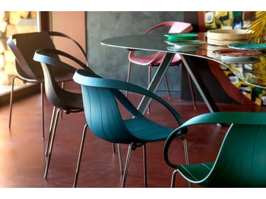 IMPOSSIBLE WOOD | Chair with armrests By Moroso design Doshi Levien