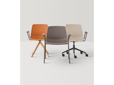 VARYA XL Height-adjustable polypropylene office chair with armrests ...