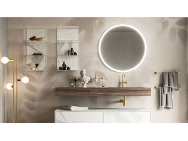 PORTOLE + Round bathroom mirror with integrated lighting By INDA®