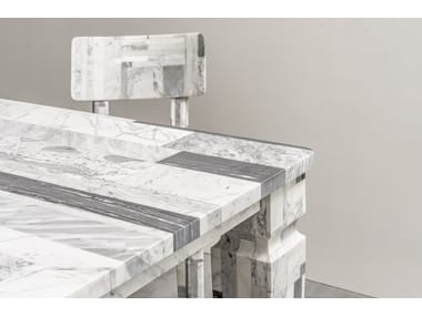 INOUT Carrara marble chair open back By Stonethica | design Paola Navone