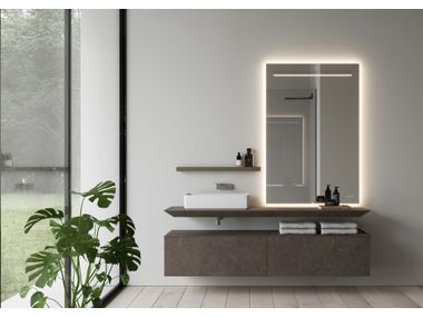 SIDE-UP Rectangular wall-mounted mirror with integrated lighting By ...