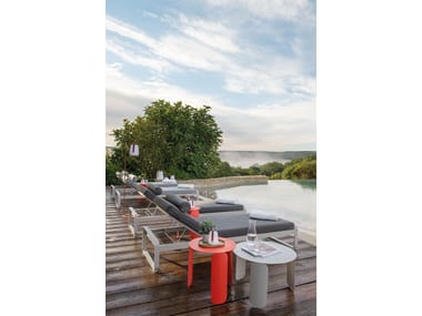 FERMOB - BEBOP RED OCHRE Round aluminium garden side table By In Stock ...