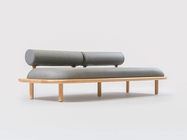 JASPER Upholstered leather bench with back By Liqui Contracts