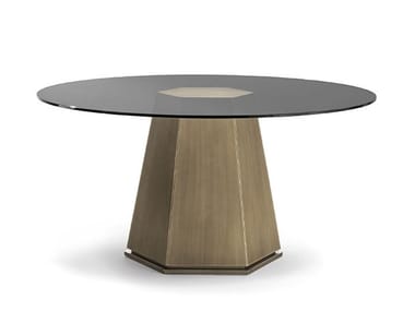 Round table with glass top KENT By Frigerio design R&D Department